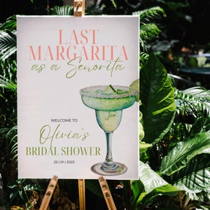 Editable Welcome Bachelorette Sign, Watercolor Last Margarita as ...