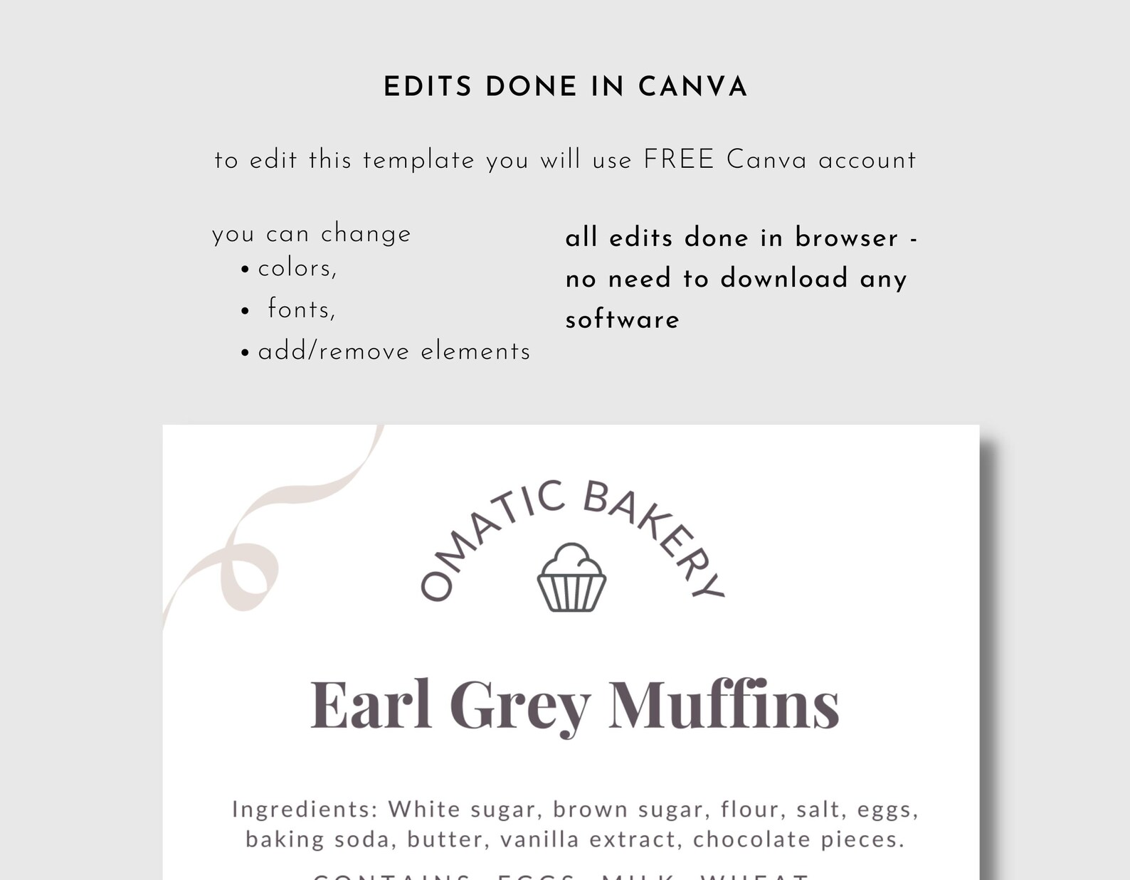 Editable Cookie Label Template Cottage Law Labels Template - Etsy