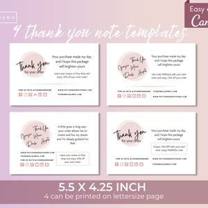 Thank You for Your Order Card, Business Template for Note to Customer ...