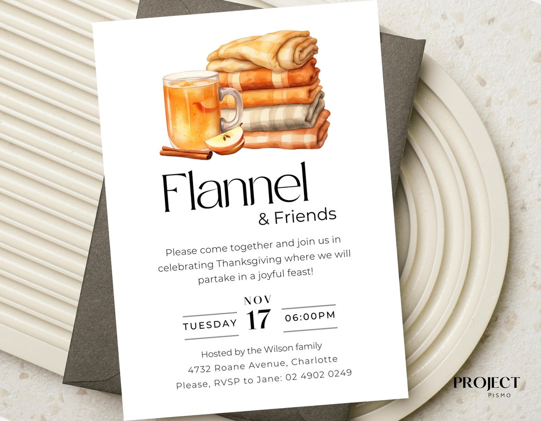 Flannel and Friends Thanksgiving Dinner Invitation, Let's Give Thanks ...