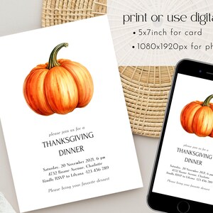 Editable Template for Thanksgiving Dinner Invitation, Thanksgiving ...