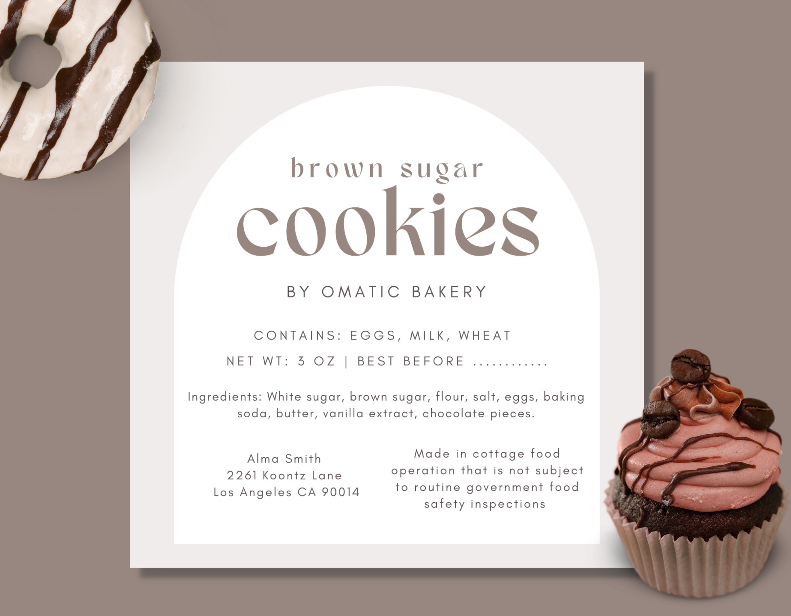 Home Bakery Cookie Sticker Cottage Food Law Label Template - Etsy