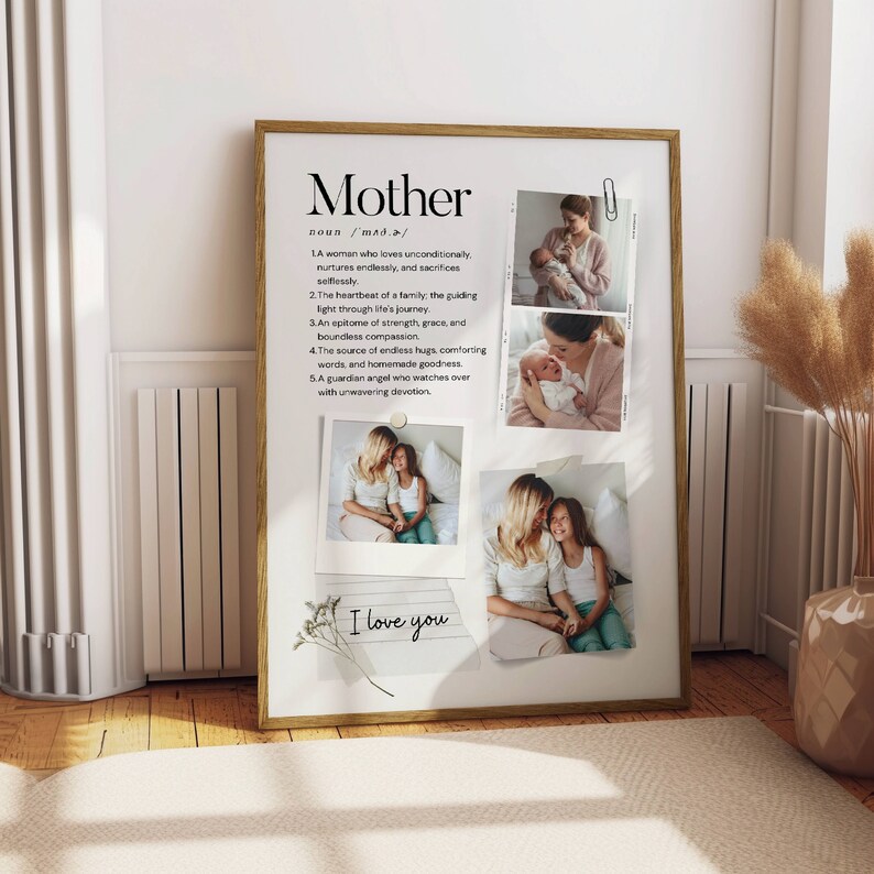 Personalized Mother Definition Poster With Photo Collage, Mom Photo ...