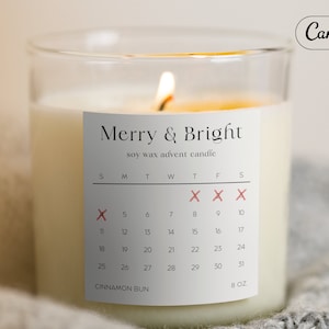 Advent Calendar Candle Label Template, Holidays Candle Sticker With ...