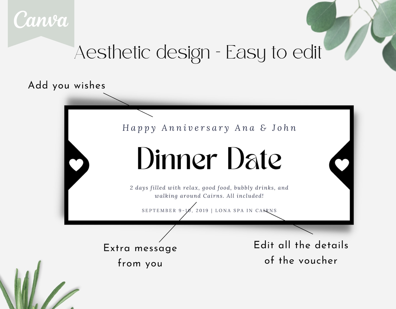 Spa Day Coupon Voucher Instant Download Editable Template Etsy