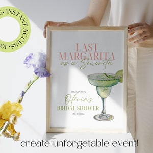 Editable Welcome Bachelorette Sign, Watercolor Last Margarita as ...