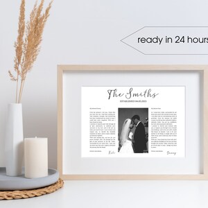 Custom Vows Poster Photo, Wedding Song Custom Print, His and Hers Vows ...