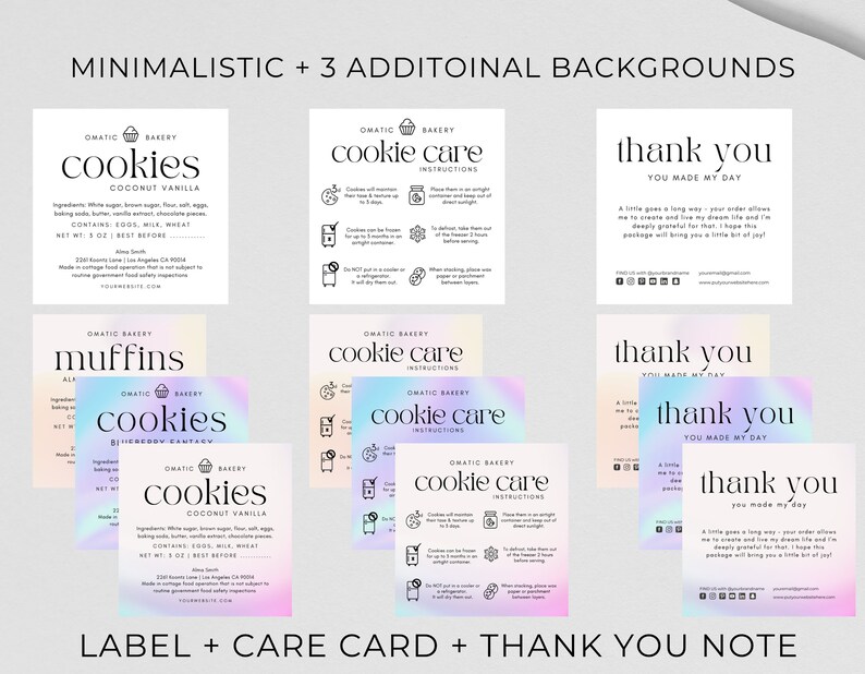 Editable Cookie Label Card Canva Template Cookie Card - Etsy