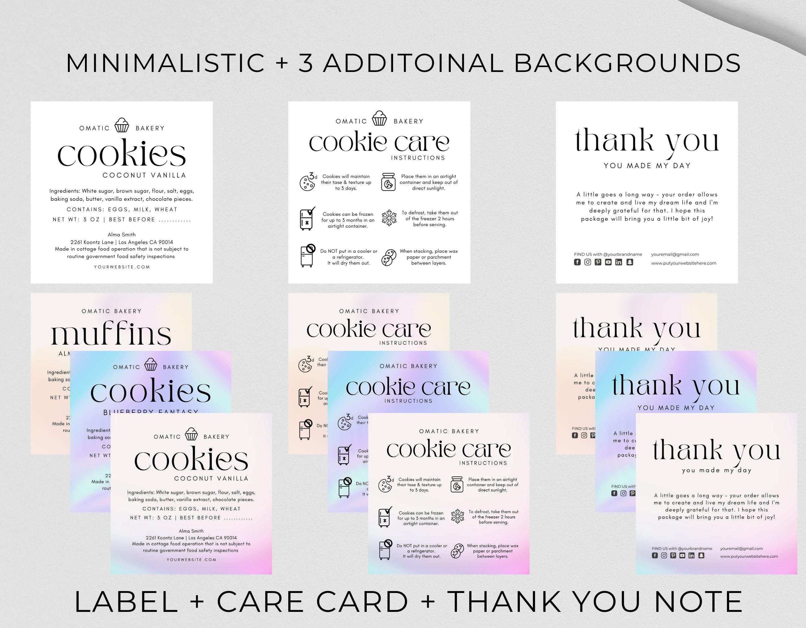 Editable Cookie Label Template: Bakery Business Card (canva) - Etsy