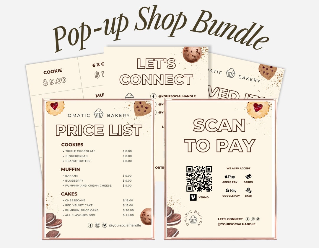 Pop-up Shop Signs Template for Bakery Business, Small Business Bundle ...
