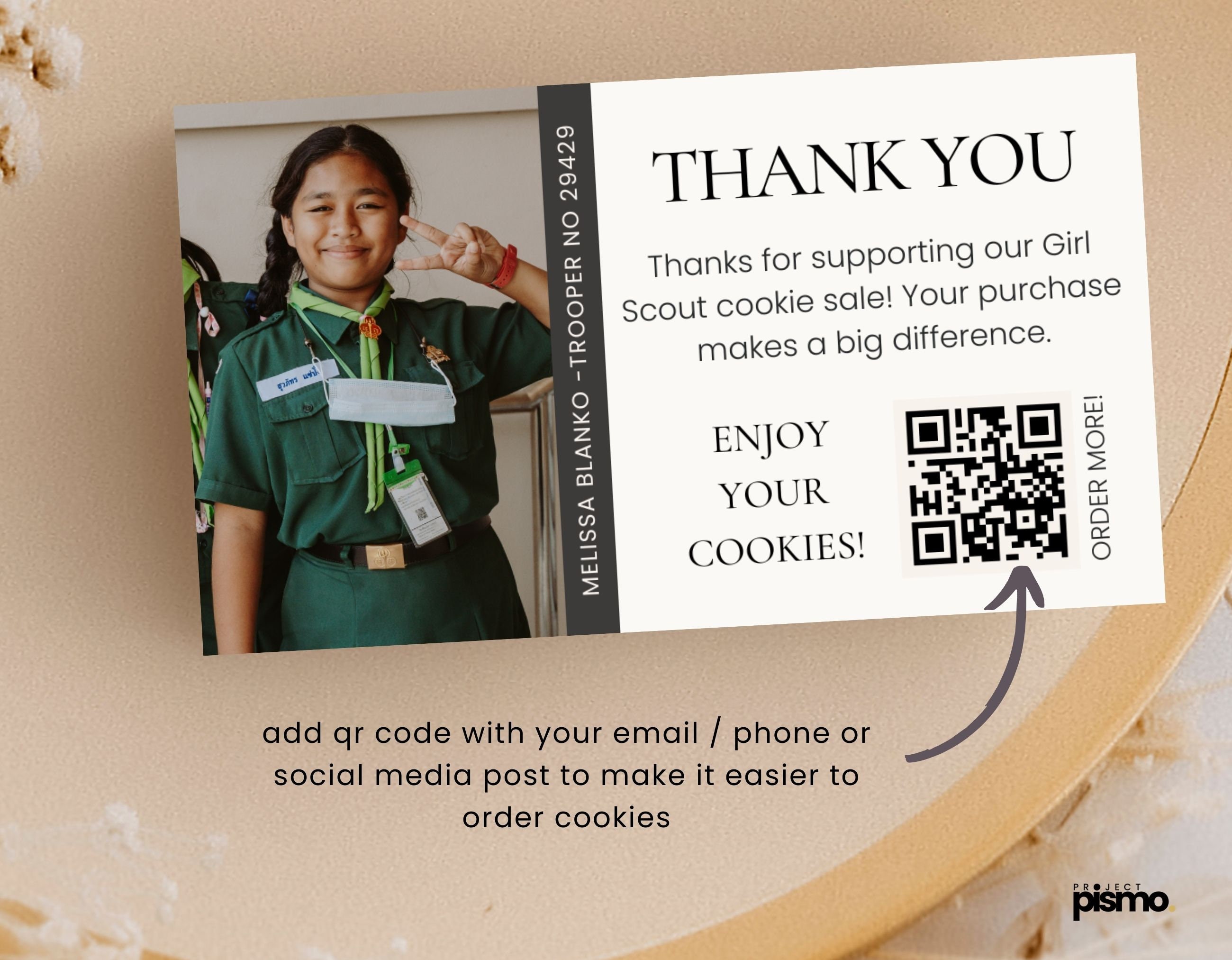 Girl Scout Cookie Sales Business Card, Editable Template With Photo and ...