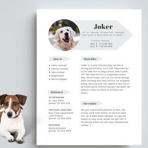 Pet Bio Resume, Renting Dog Profile, Foster Cat Bio, About My Pet ...