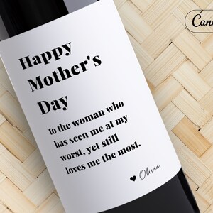 Wine Label Template - Editable Gift for Mother's Day, Bottle Sticker ...