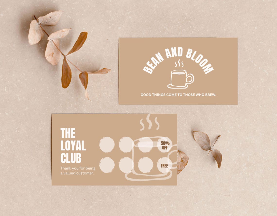 Coffee Shop Loyalty Card Template: Printable Cafe Reward Card (canva ...