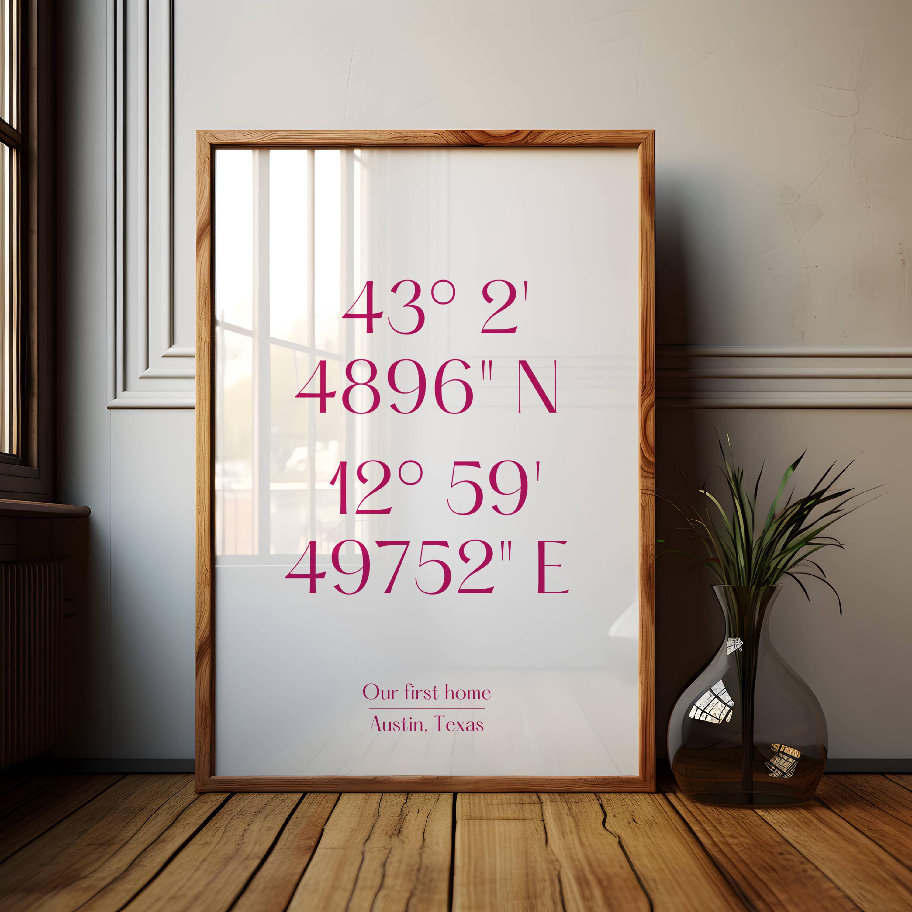 Location Coordinates Print, Cute Housewarming Gift, Home Sweet Home ...