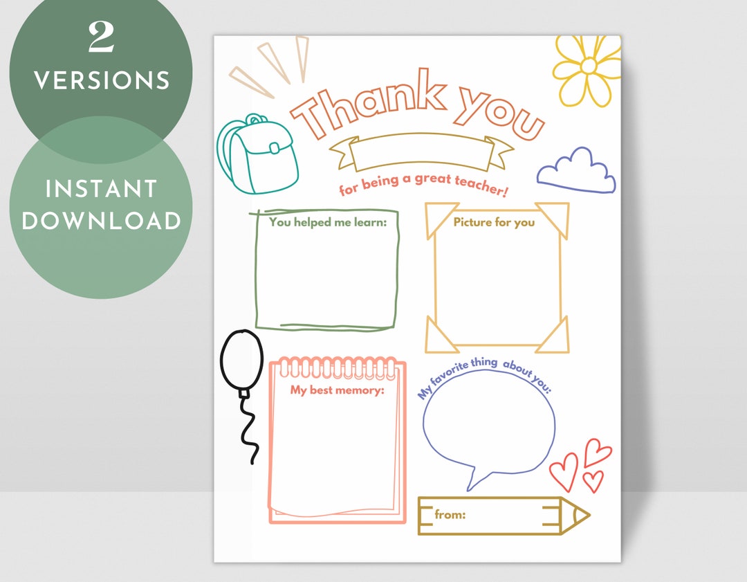 Teacher Appreciation Week Printable, End of School Year Gift, Teacher ...