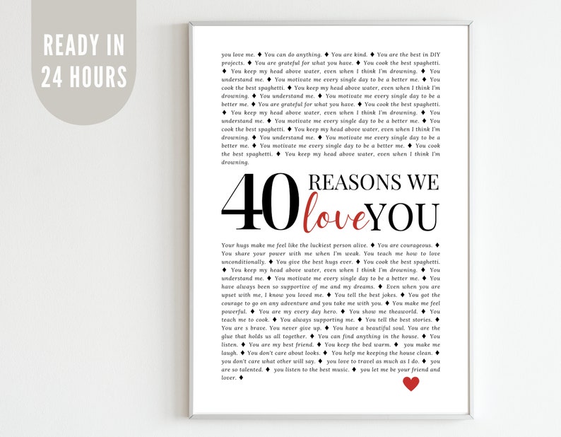 90 Reasons We Love You, READY IN 24H Printable Poster, 90th Birthday ...