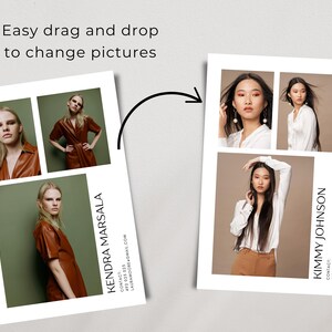 Zed Card for Models Template, Modeling Comp Card, Fashion Resume Photo ...