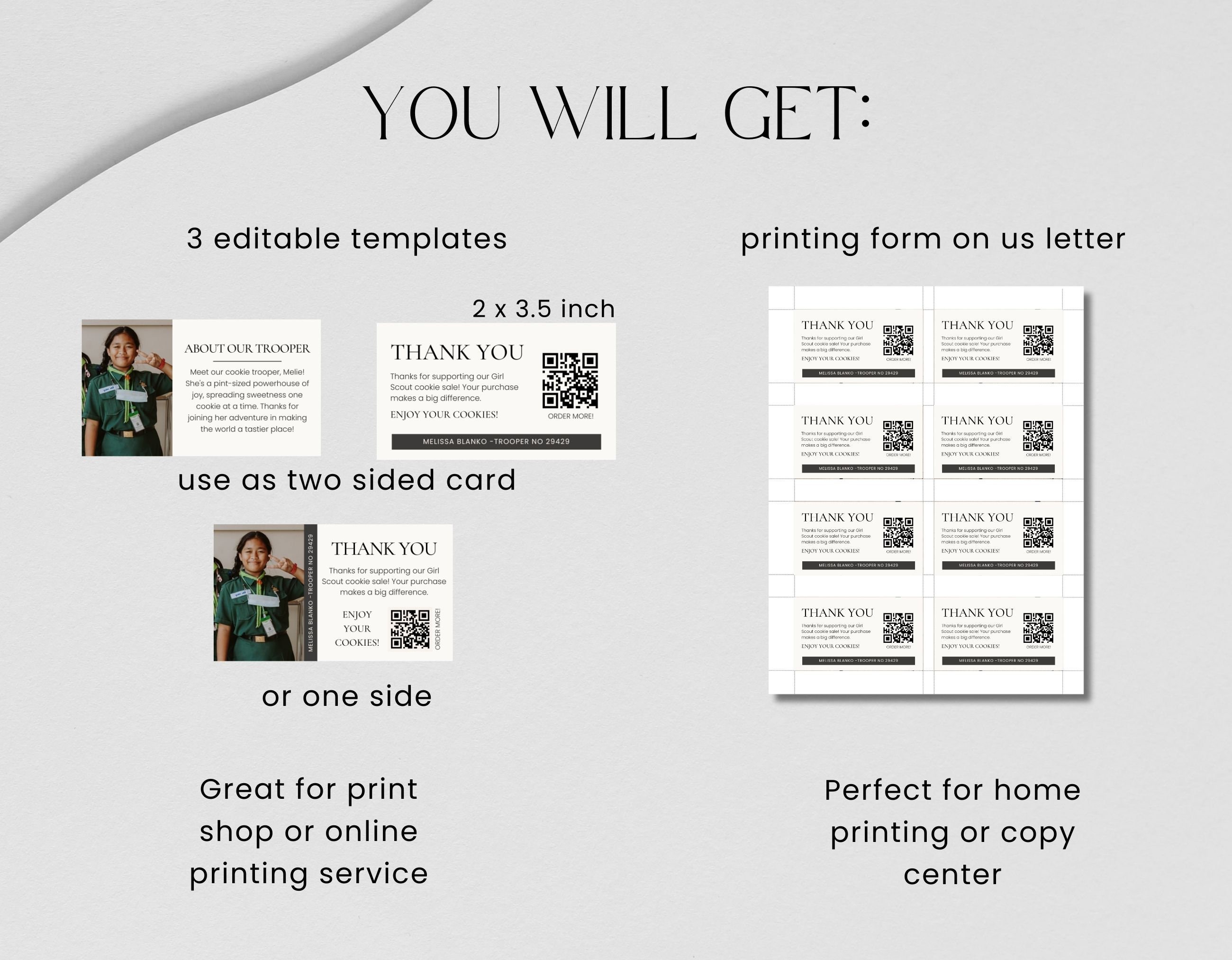 Girl Scout Cookie Sales Business Card, Editable Template With Photo and ...