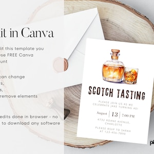 Rustic Whiskey Tasting Invitation: Editable Bourbon Birthday Template ...