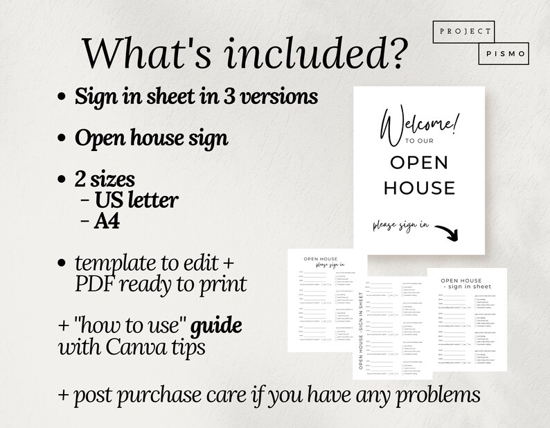 Open House Sing in Form Template and Editable Pdf for - Etsy