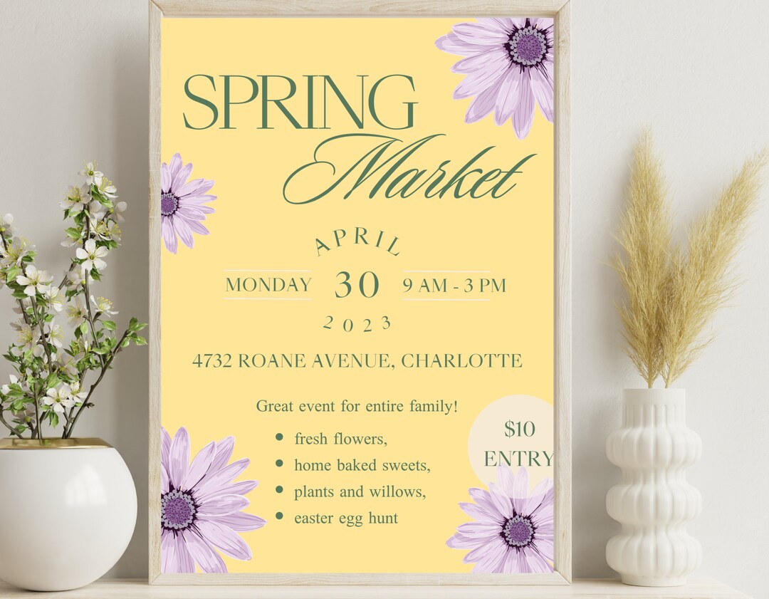 Editable Spring Market Flyer Template, Outdoor Event Brochure ...