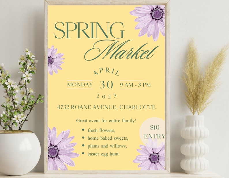 Editable Spring Market Flyer Template Outdoor Event Brochure - Etsy