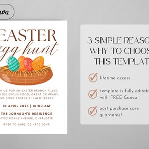 Editable Easter Egg Hunt Invitation, Digital Canva Template, Peeps ...