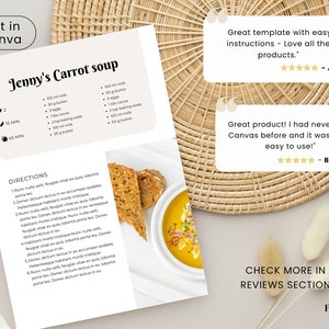 Printable Recipe Page Template, Farmhouse Recipe Book, Custom Family ...