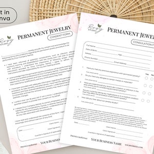 Permanent Jewelry Contract Template, Waiver Permanent Jewelry, Consent ...