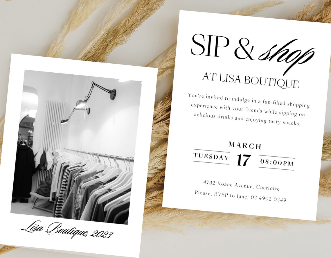 Sip and Shop Event Invite Canva Editable Template Editable - Etsy