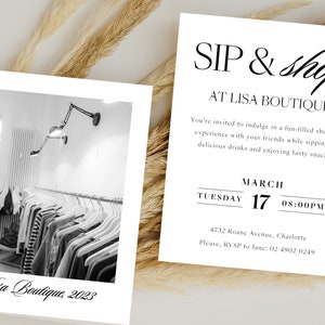 Sip and Shop Event Invite Canva Editable Template Editable - Etsy