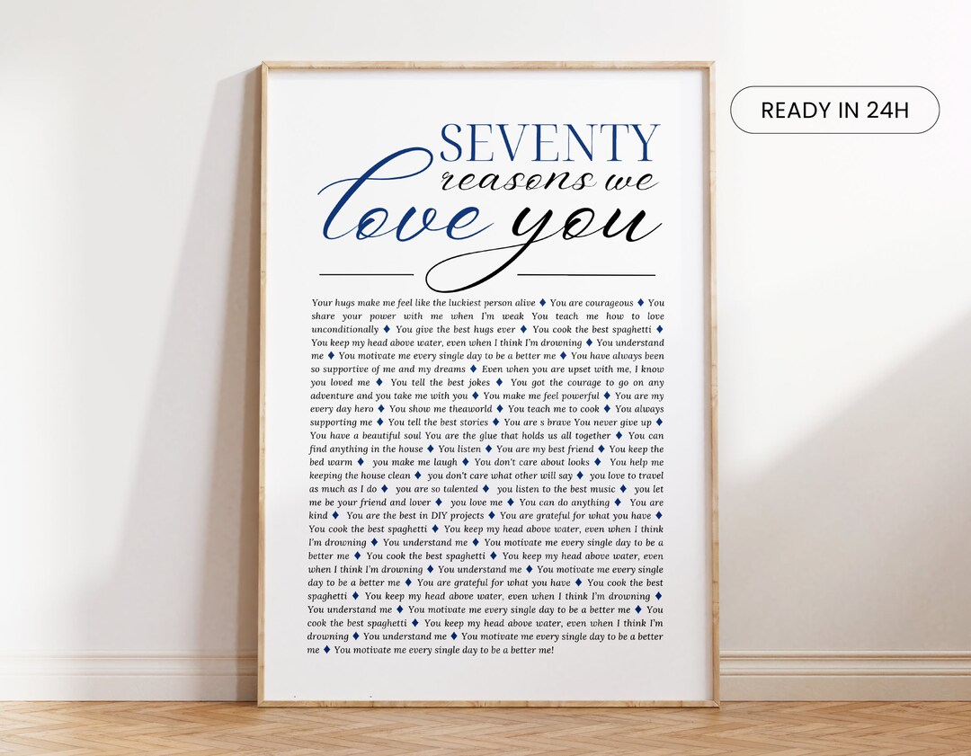 70 Reasons We Love You Printable Poster That is a Great Last - Etsy