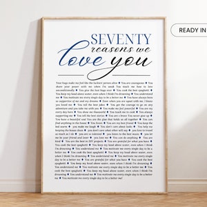 70 Reasons We Love You Printable Poster That is a Great Last - Etsy