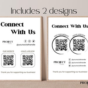 Social Media Sign Template, Connect With Us With QR Code, Editable ...