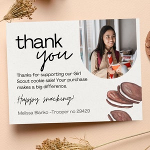 Printable Girl Scout Cookie Thank You Cards, Ready to Print PDF ...