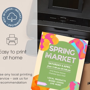 Spring Market Flyer Editable Template, Spring Fling Sign, Community ...