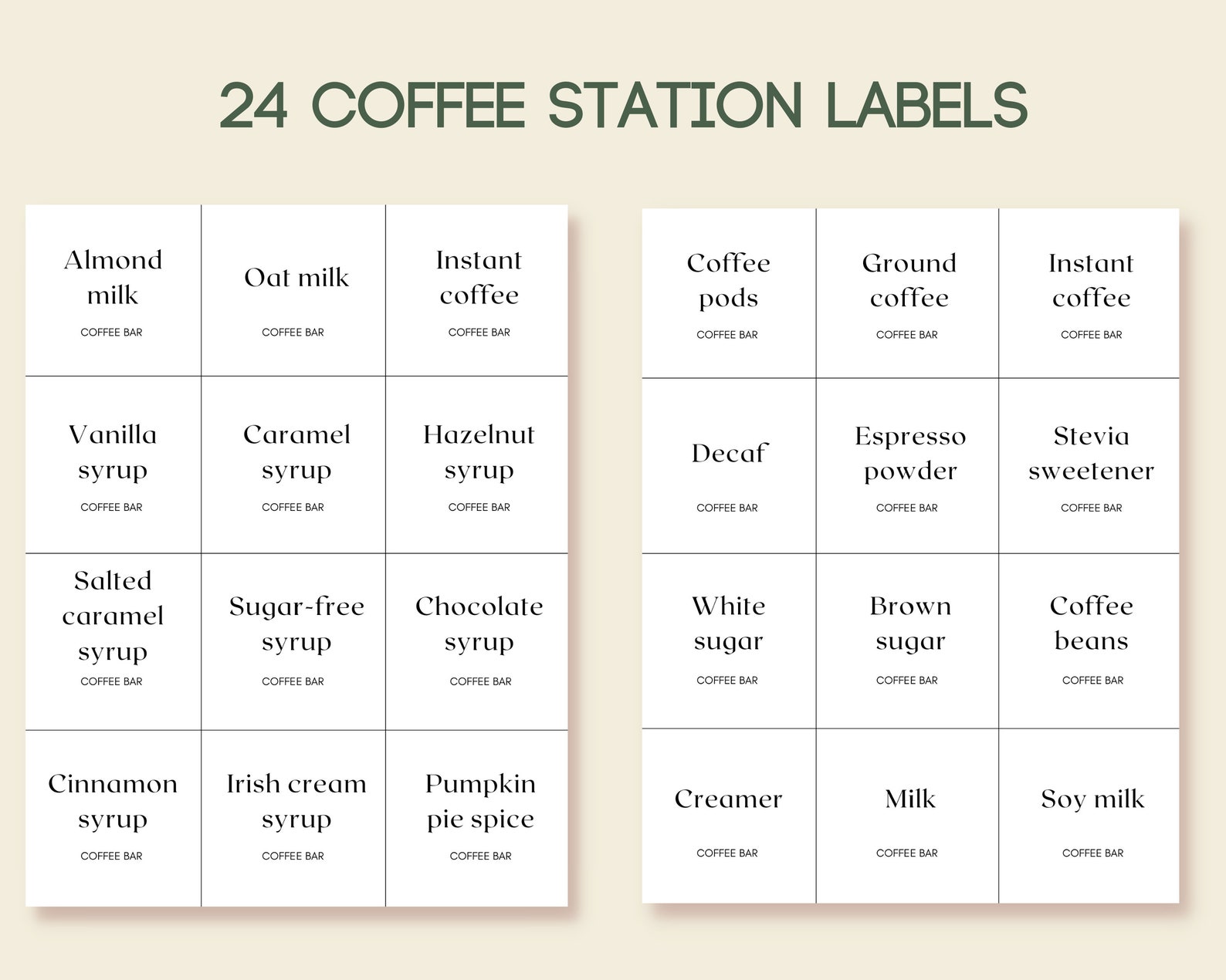Coffee Bar Labels Coffee Station Stickers for Containers - Etsy