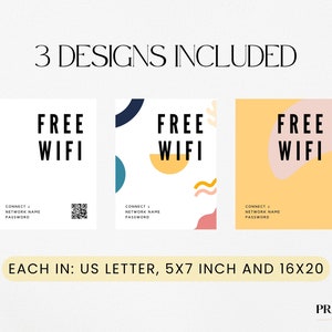 Modern Minimalistic WIFI Password Sign Template With QR Code, Scan to ...