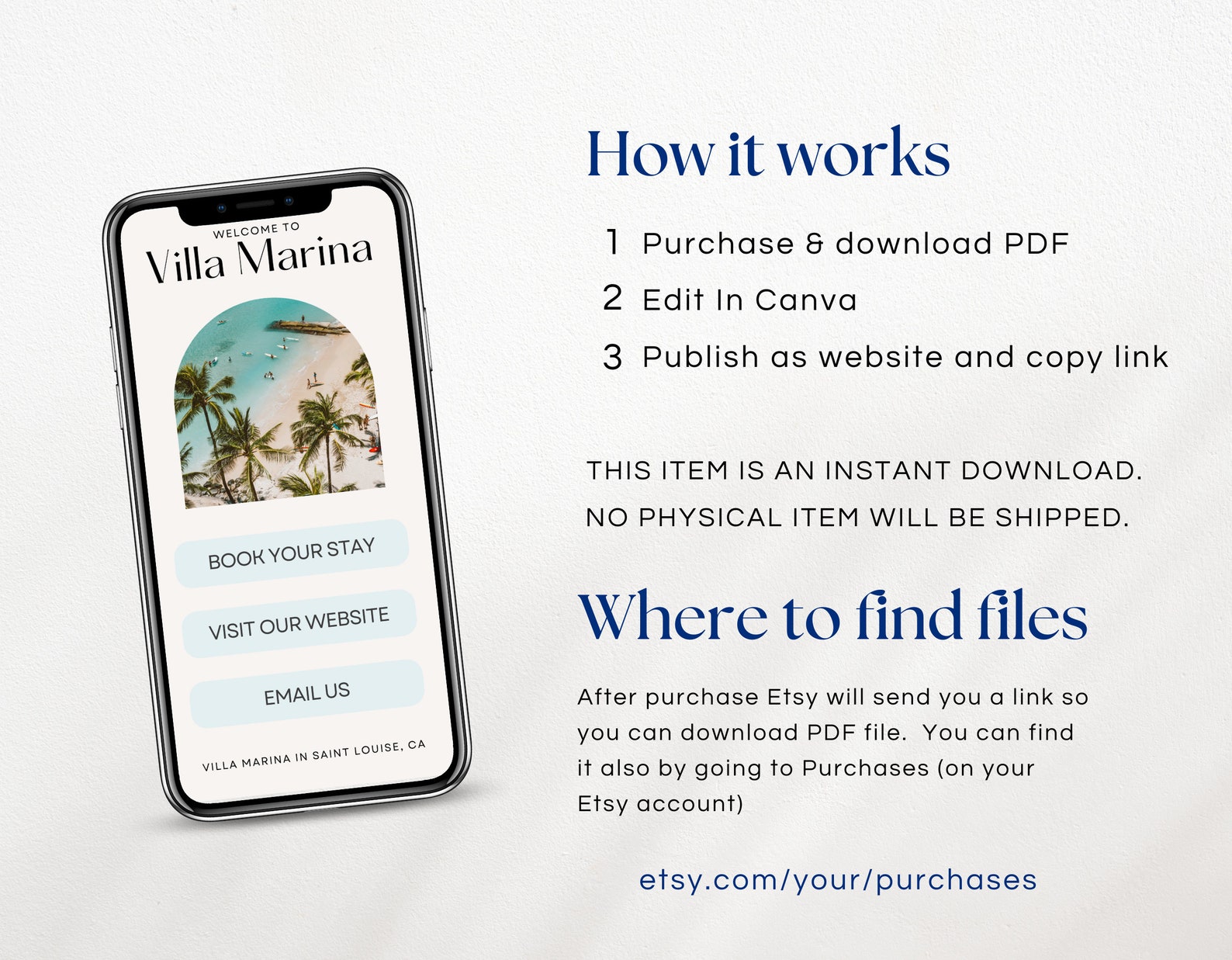 Instagram Link in Bio Page for Airbnb Canva Template Ocean - Etsy