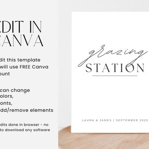 Grazing Station Sign Editable Template for Wedding Grazing Table Sign ...