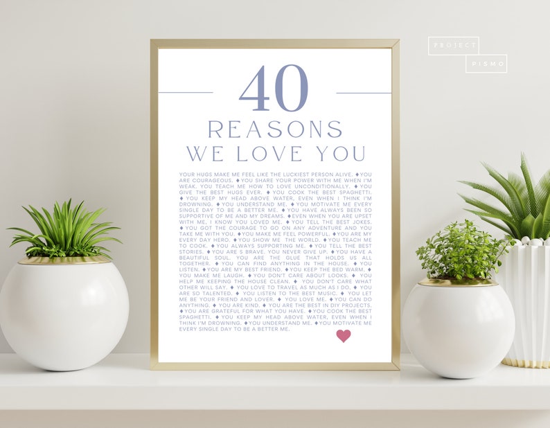 40 Reasons We Love You 60 Reasons Why I Love You Printable - Etsy