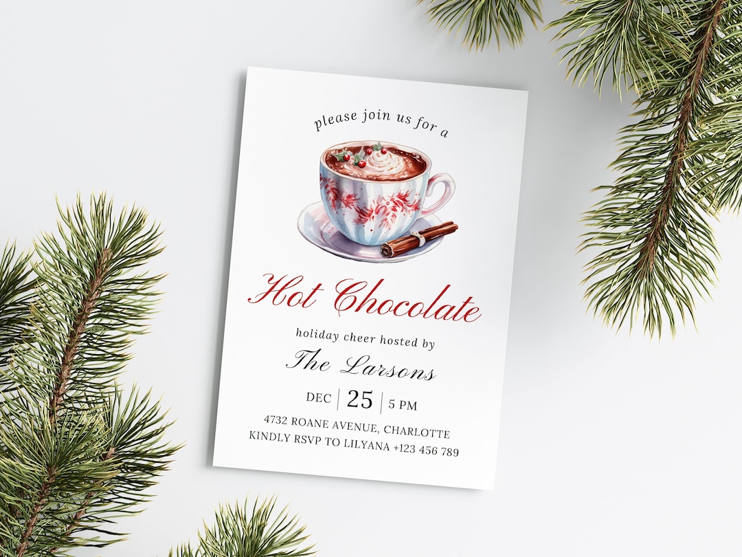 Hot Chocolate Holiday Cheer Printable Invitation, Editable Hot Cocoa ...