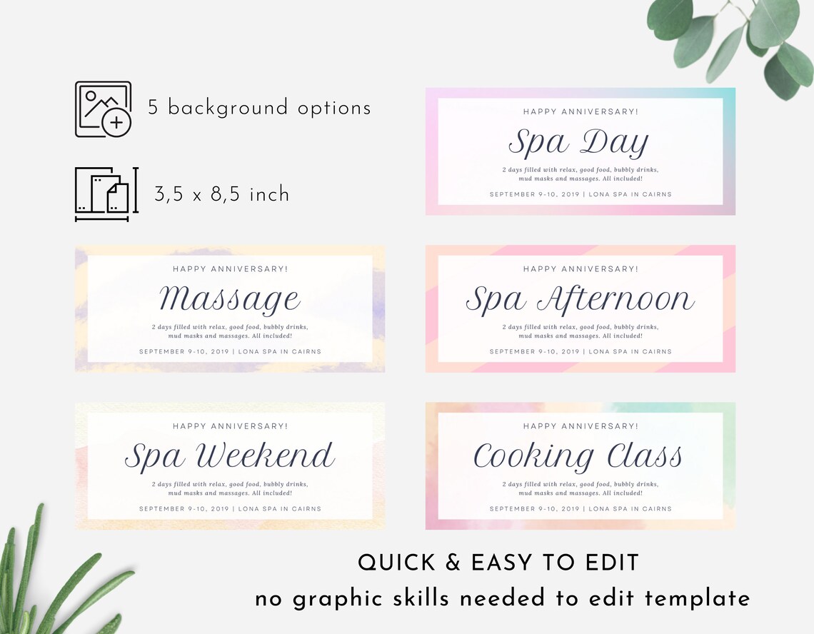 Pastel Gift Voucher Template INSTANT DOWNLOAD Editable - Etsy
