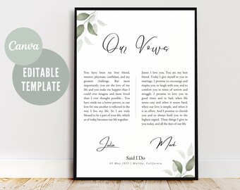 Printable Wedding Vows Template Download Minimal Wedding Vows - Etsy