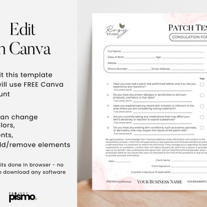 Editable Patch Test Waiver Form - Canva Template for Skin Sensitivity ...