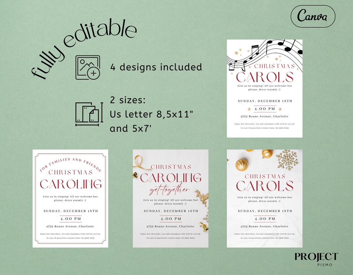 Christmas Carol Party Invite, Christmas Caroling Invitation, Xmas Choir ...