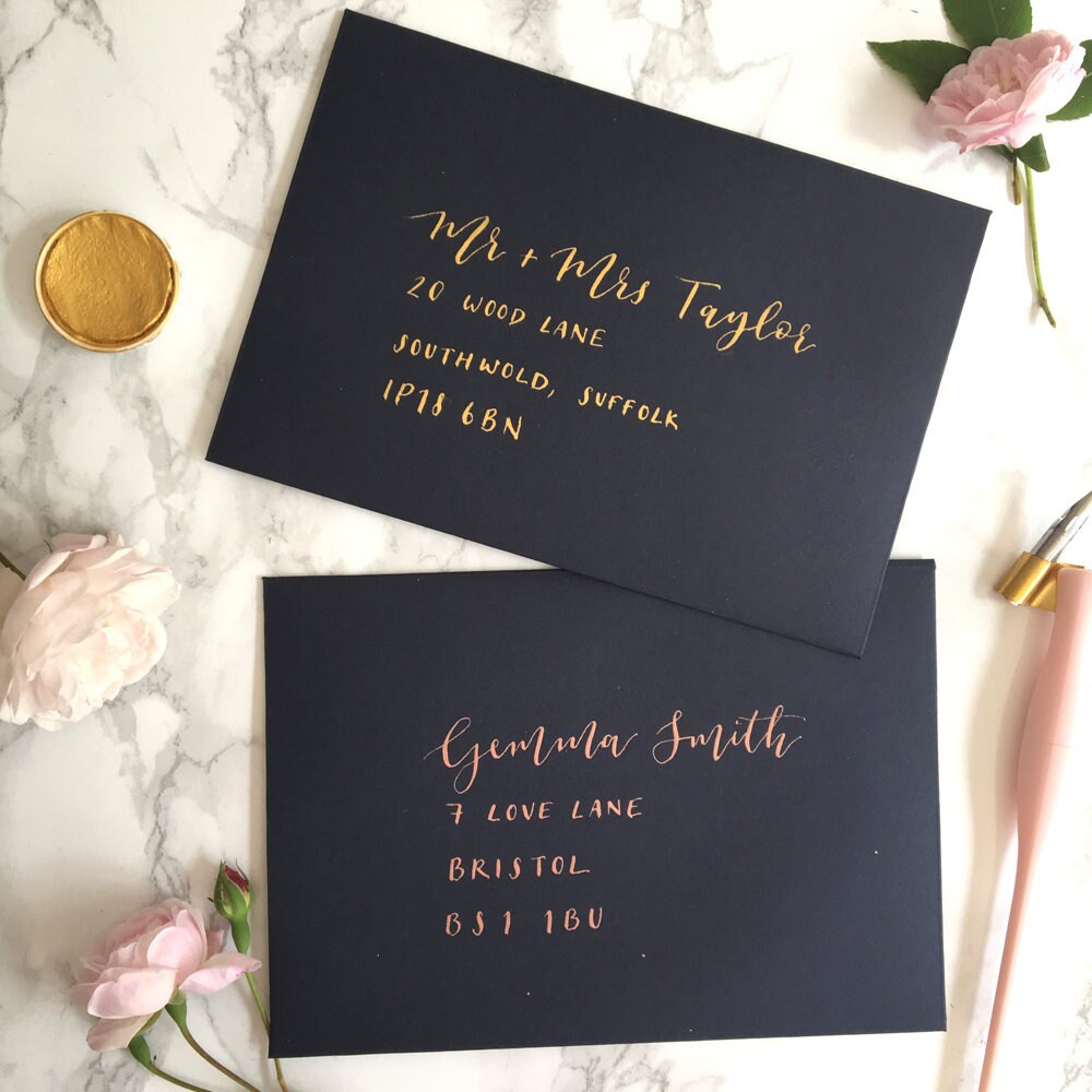 Calligraphy Envelope Addressing / C6 Envelopes / Choice of Colours / Metallic Ink / Wedding ...