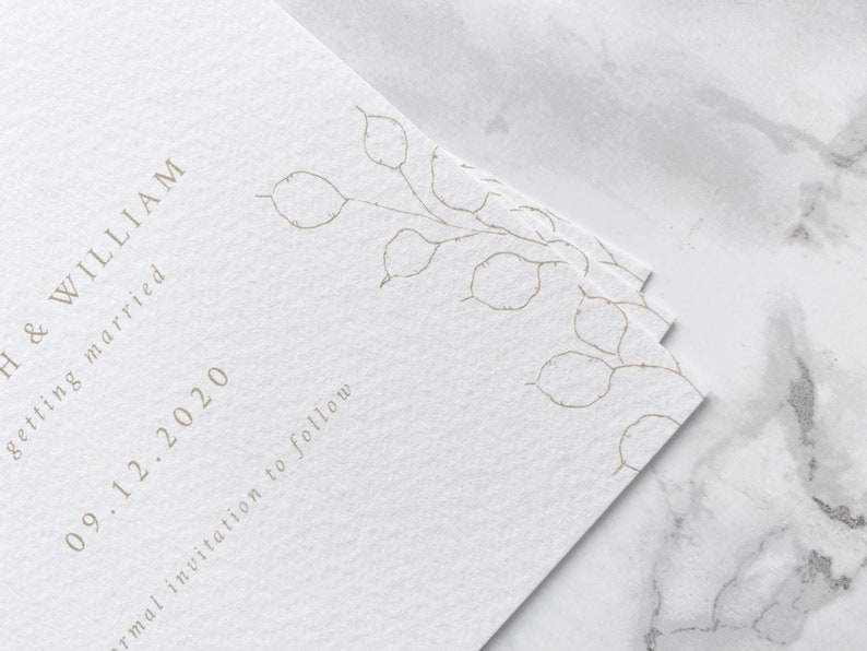 Neutral Botanical Save the Date / A6 / Winter Wedding / Autumn / Modern ...
