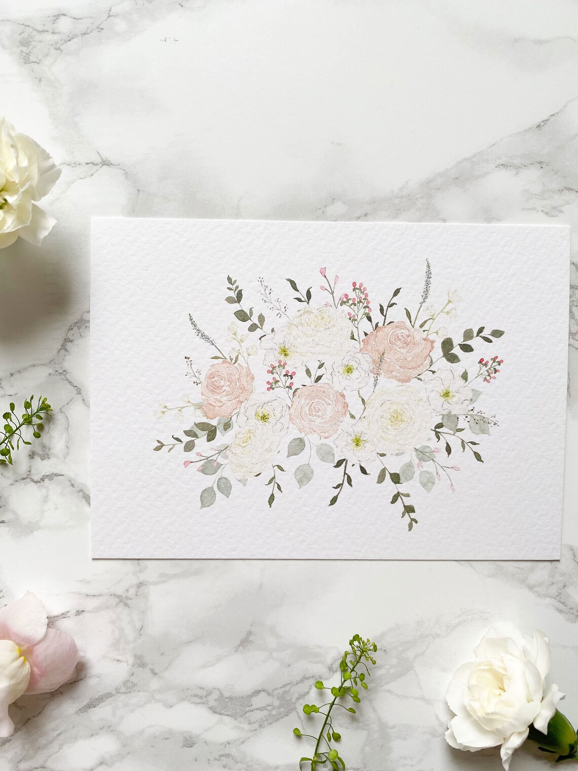 Floral Watercolour Postcard - A6 - Pastel Colours - Flower Design ...